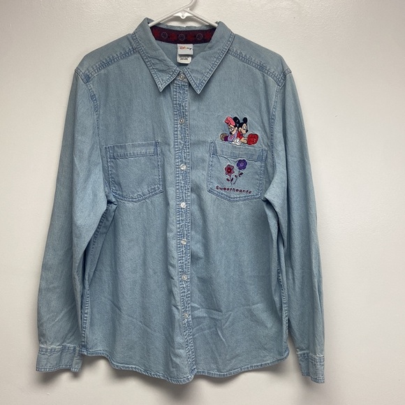 Disney | Tops | Vintage 9s Disney Denim Shirt Extra Large | Poshmark
